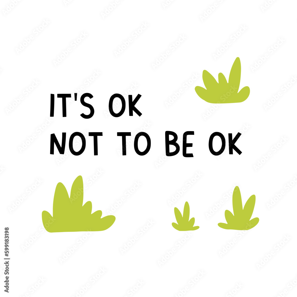 Postcard. Lettering with green grass on white background. Black letters ...