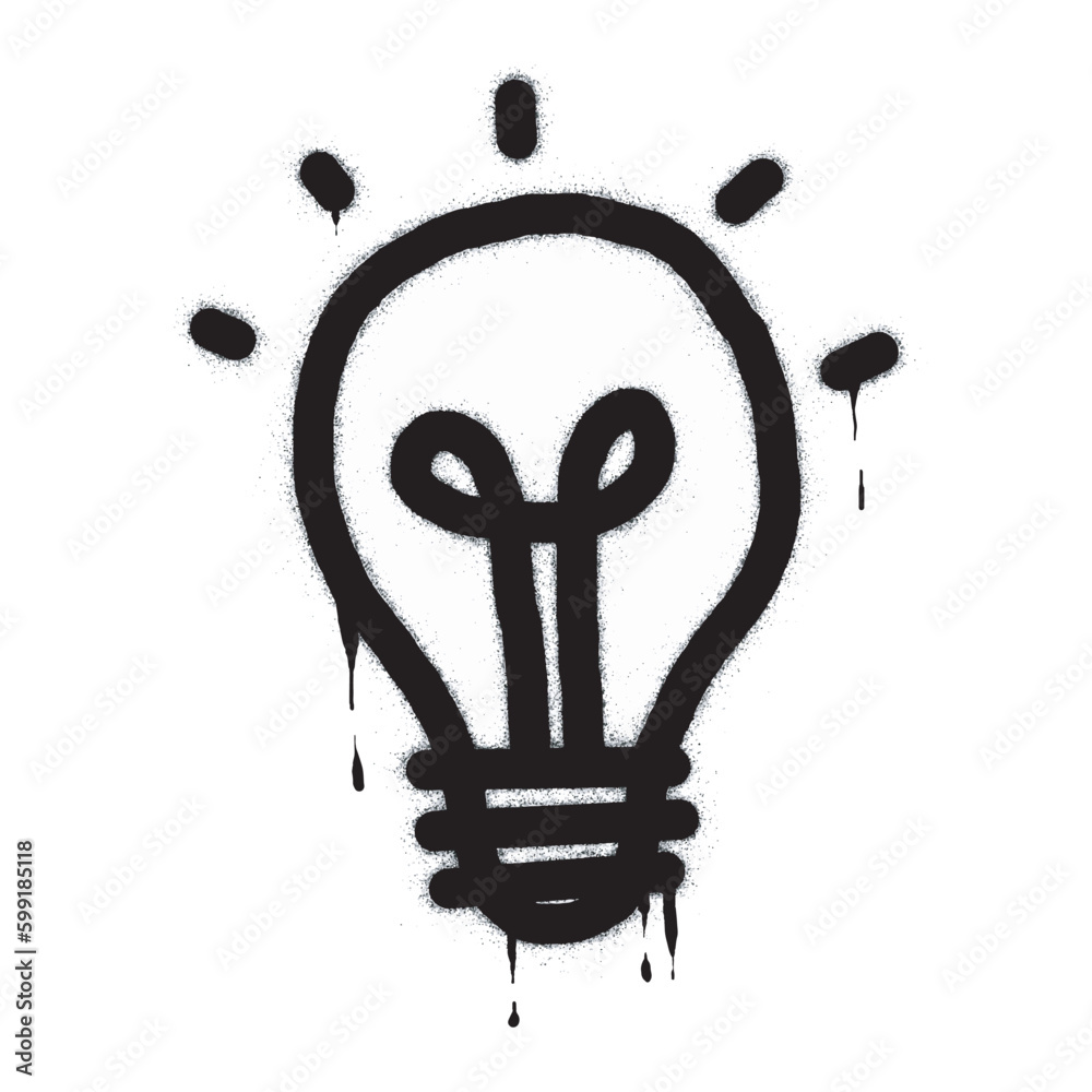 Spray Painted Graffiti Light Bulb line icon Sprayed isolated with a ...