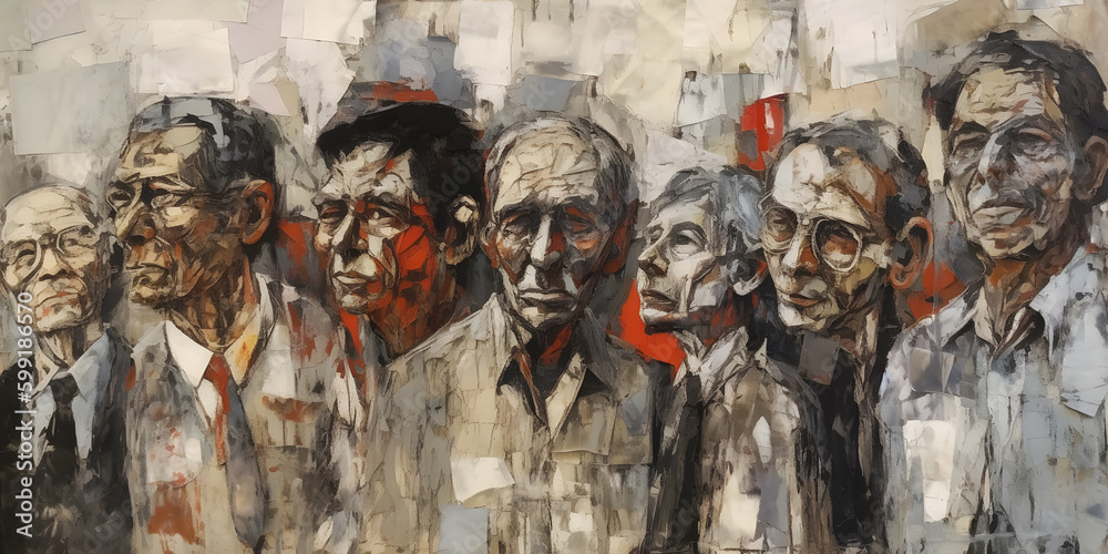 Abstract painting concept. Colorful art style of several seniors on ...