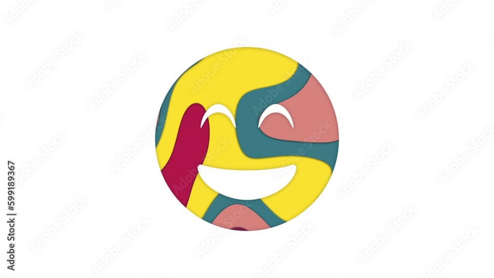 Multi-colored icon grin beam with colored spots floating inside. Looped ...