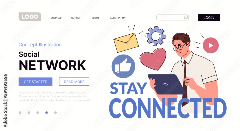 Social network. Stay Connected! Concept of Internet activity & online ...
