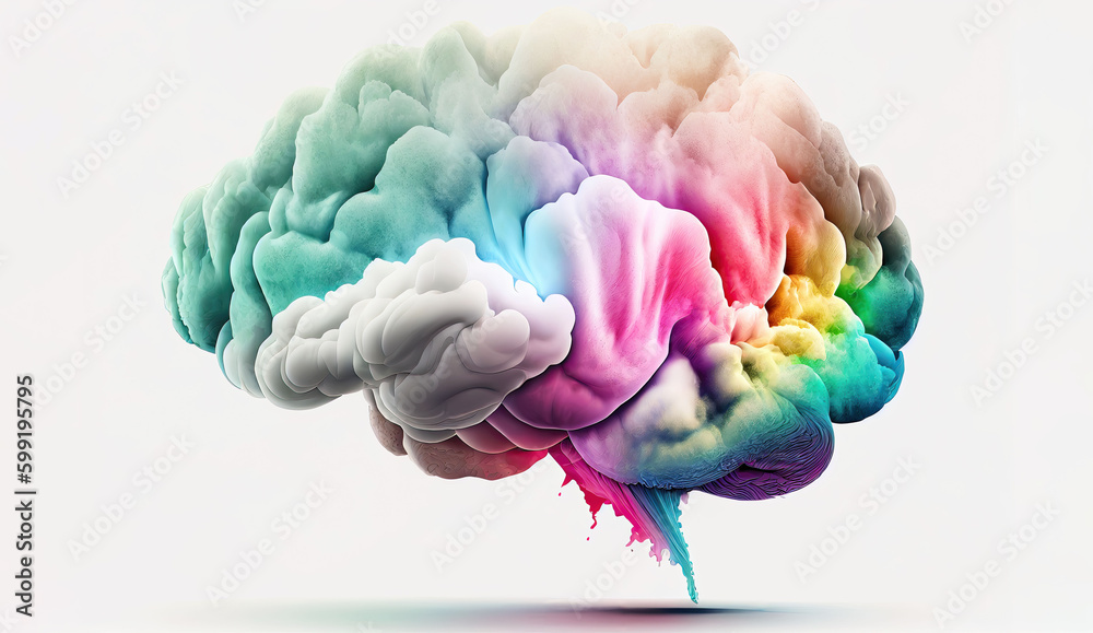 Colorful clouds forming human brain (Generative AI) Stock Illustration ...