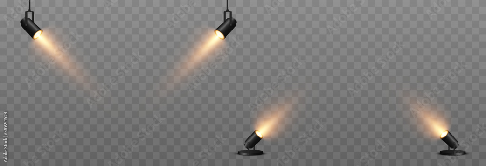 Vector set of light source. Light from a spotlight png. Studio, studio ...