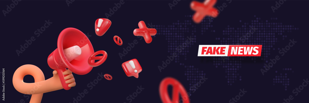 Fake news vector illustration. Attention warning of false news, banner ...