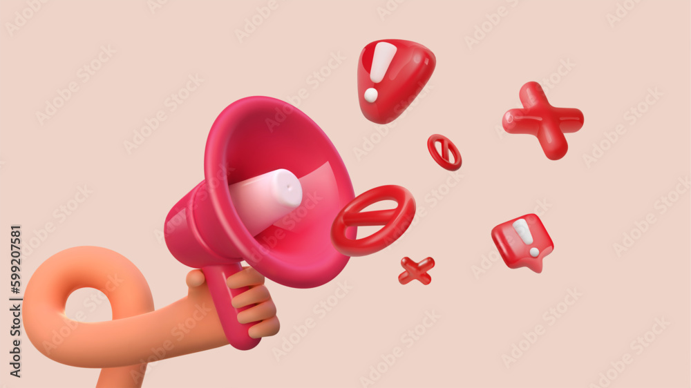 Prohibition vector illustration. Attention of warning, danger, fake ...