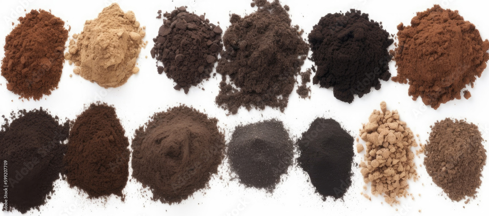 Samples of different types of soils on a white background. Generative ...