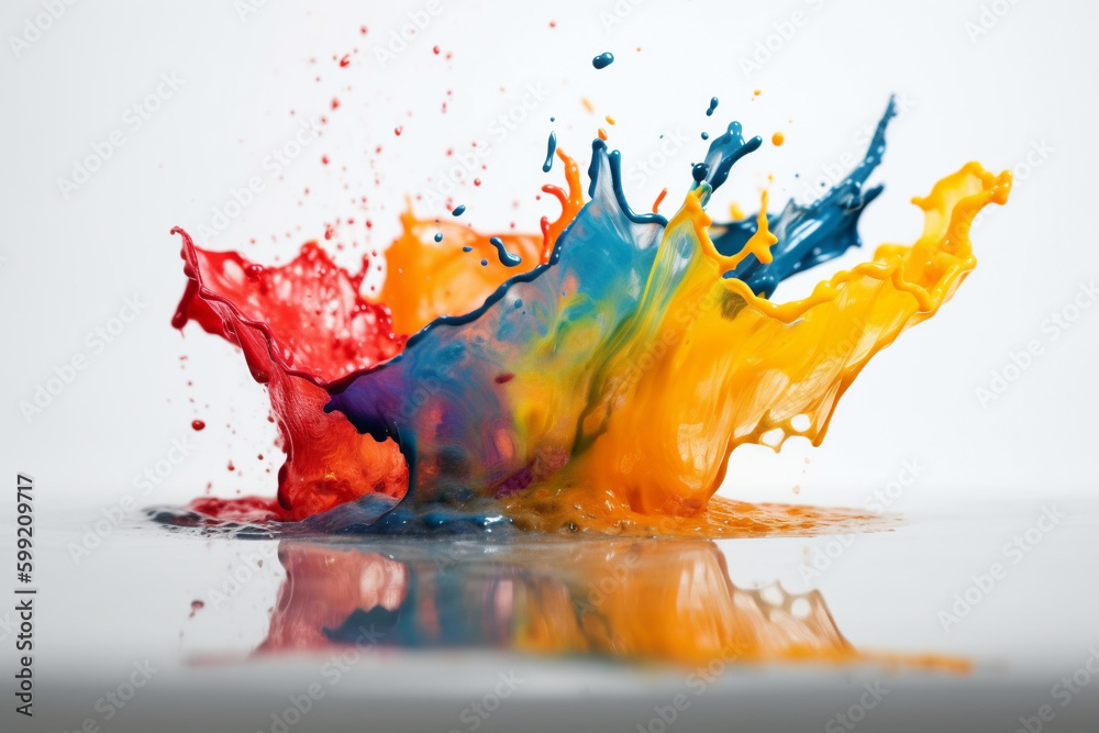 Vibrant Splash of Colors. Burst of colorful paint splashes on a white ...