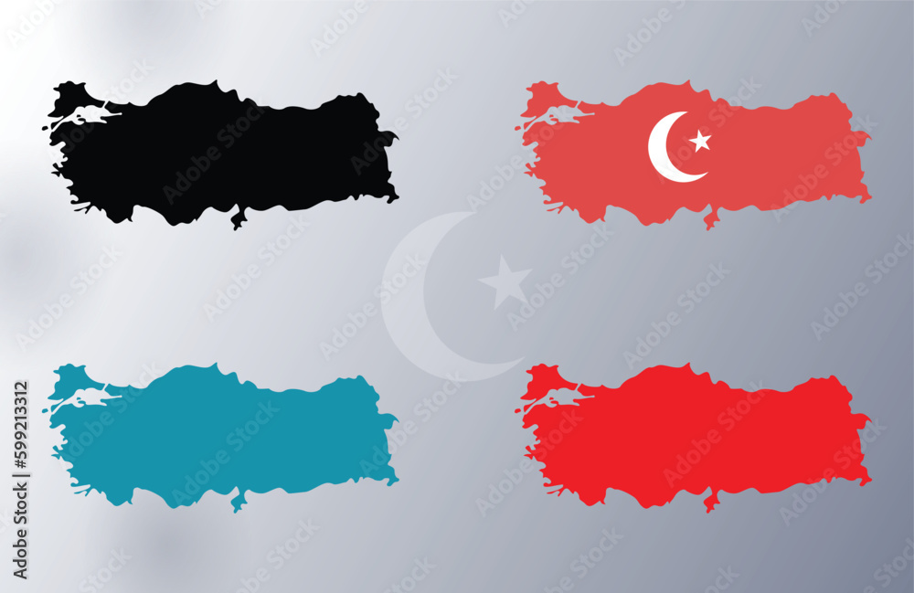 Vector illustration of turkey map on a white gradient background Stock ...