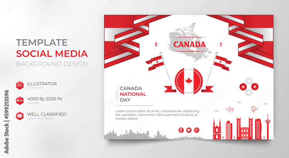 Happy canada day social media post and template, design for corporate ...