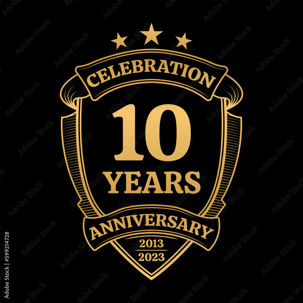 10 years anniversary icon or logo. 10th yubilee celebration, business ...