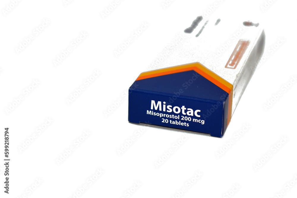 Cairo, Egypt, May 3 2023: Misotac 200 mcg tablets by Sigma for hospital ...