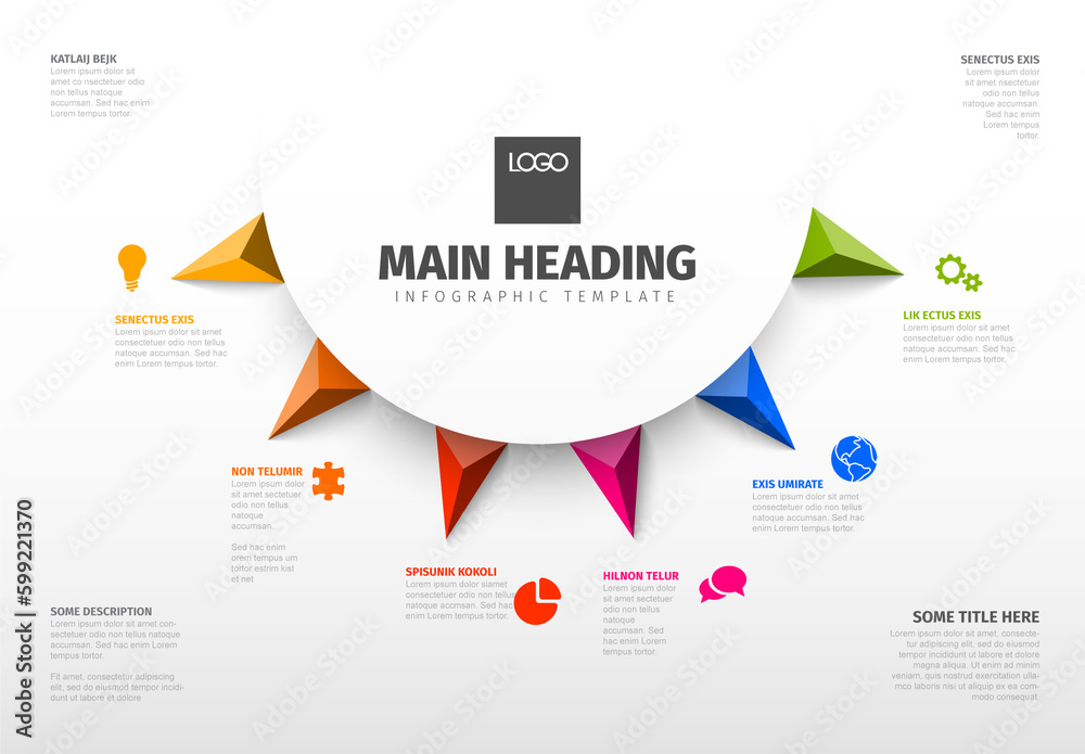 Vector Multipurpose Infographic Template With Big Circle And Six Elements Stock Template Adobe
