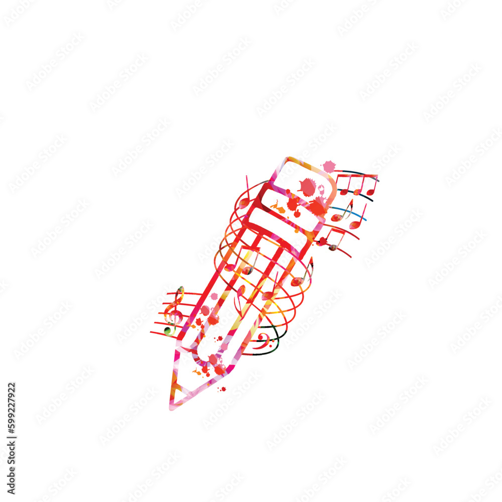 Writing the music, songwriting, creating a melody concept. Vector ...