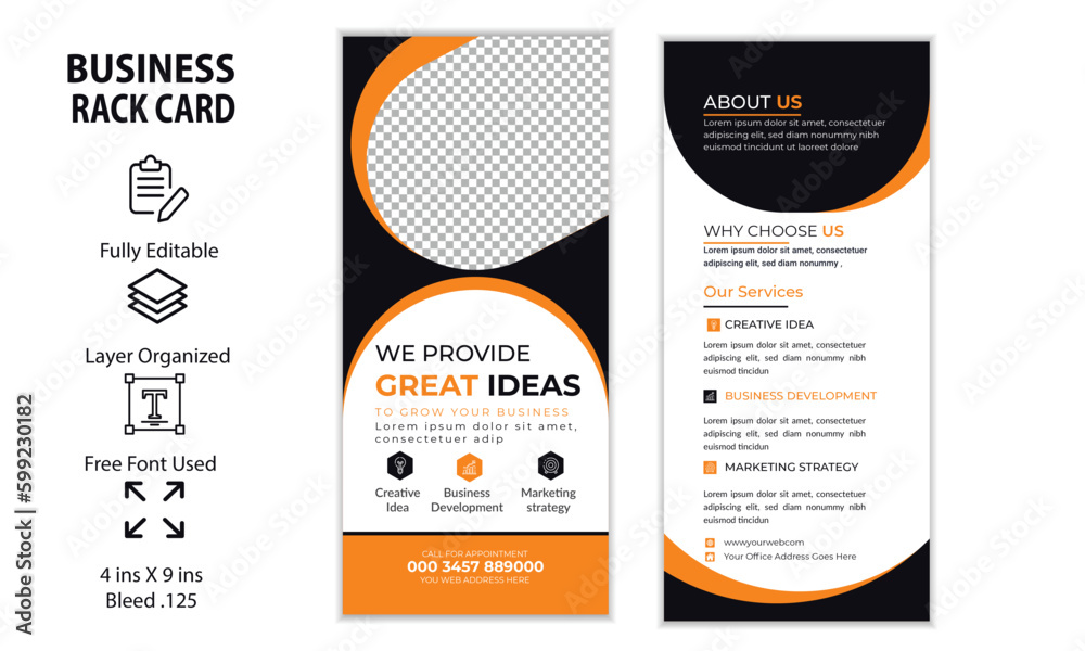 Clean Corporate Business DL Flyer Rack Card Template Design Stock ...
