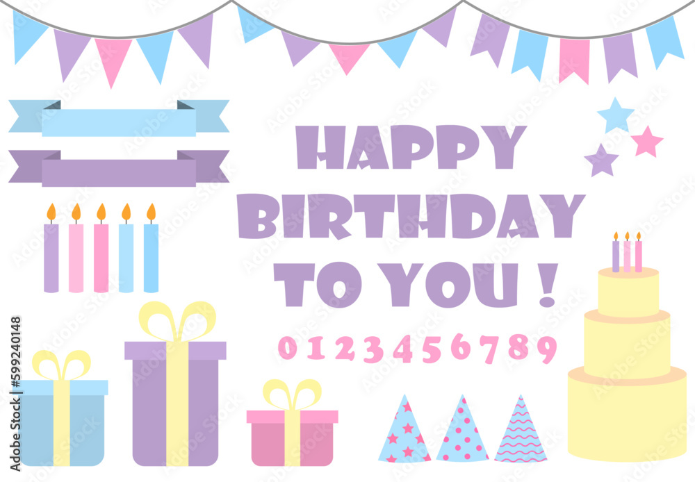 birthday party set elements, birthday party design elements, for ...