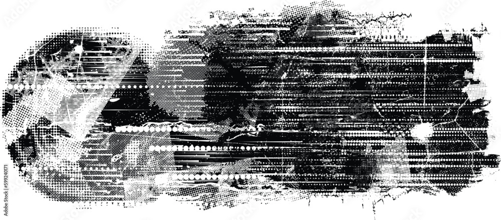 Glitch distorted grungy isolated banner . Design element for brochure ...