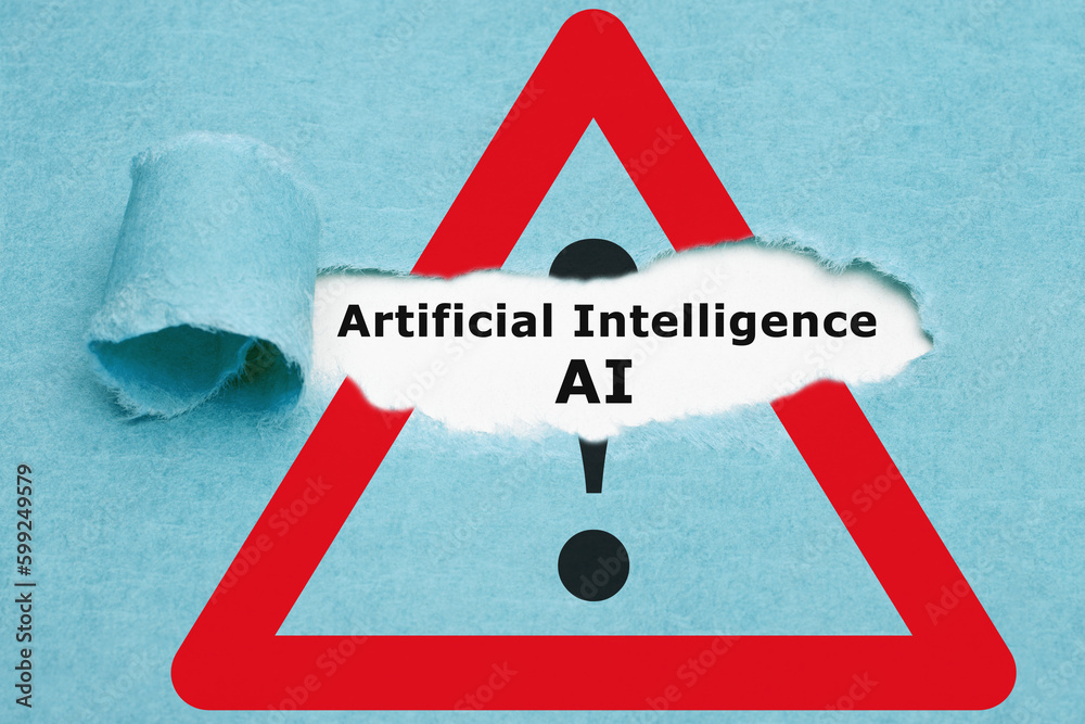AI Artificial Intelligence Risks Attention Sign Concept Stock Photo ...