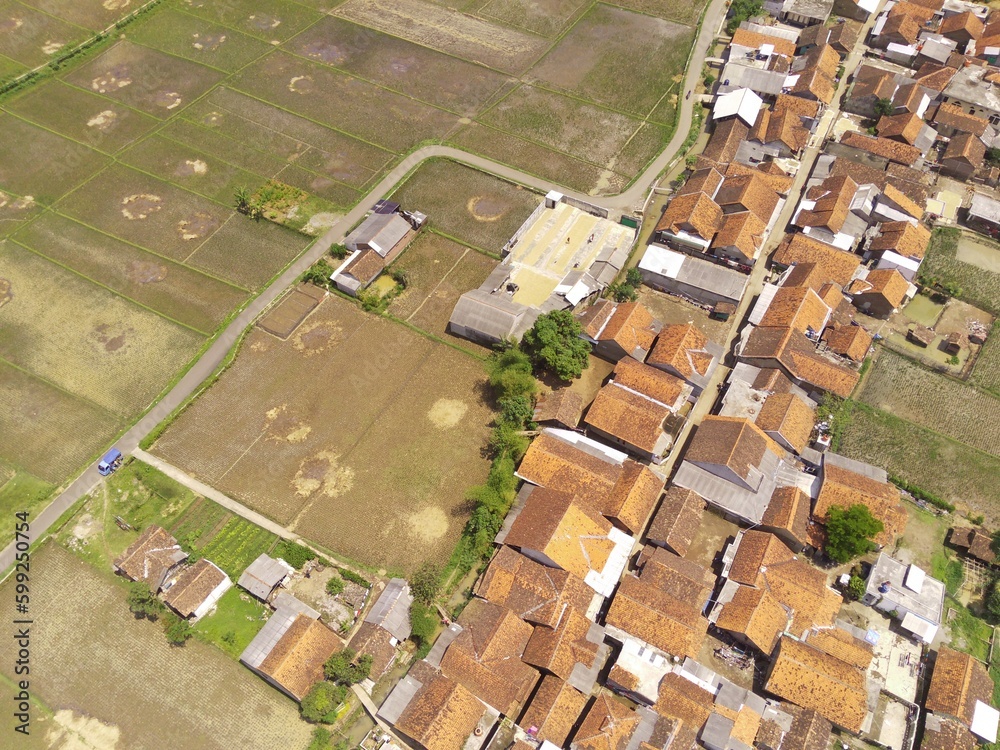 Aerial Photography. Bird's eye view Traditional village in the middle ...