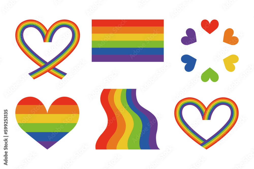 LGBT pride symbols set. Vector isolated illustration of LGBT elements ...