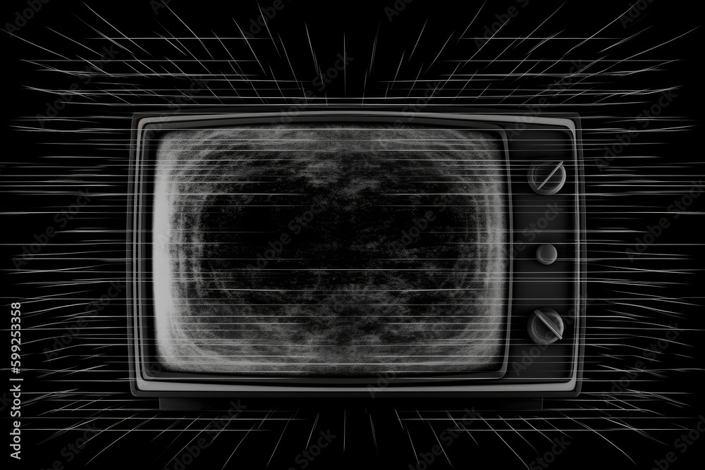 Analog TV glitch screen static noise. Channel interference. Black white ...