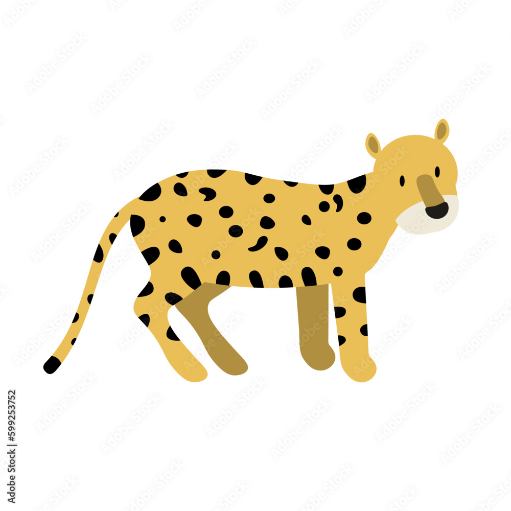 Cartoon leopard on a white background.Flat cartoon illustration for ...