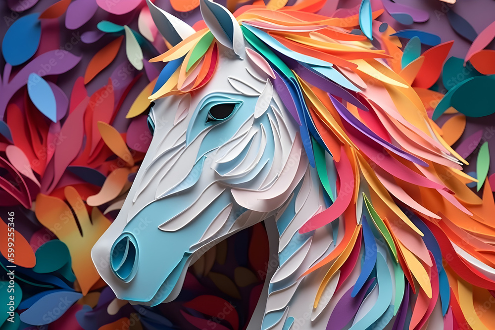 Horse papercraft. Horse in papercut style. Colorful horse Stock ...