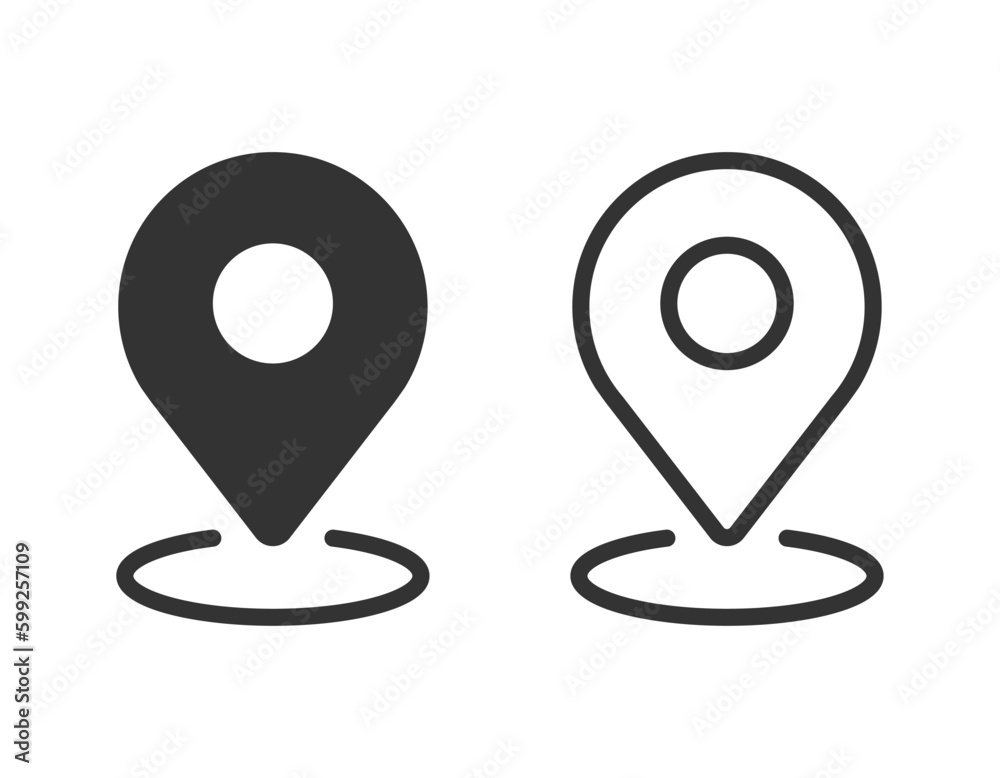 Target pin point icon. Red map location pointer icon symbol sign. Gps ...