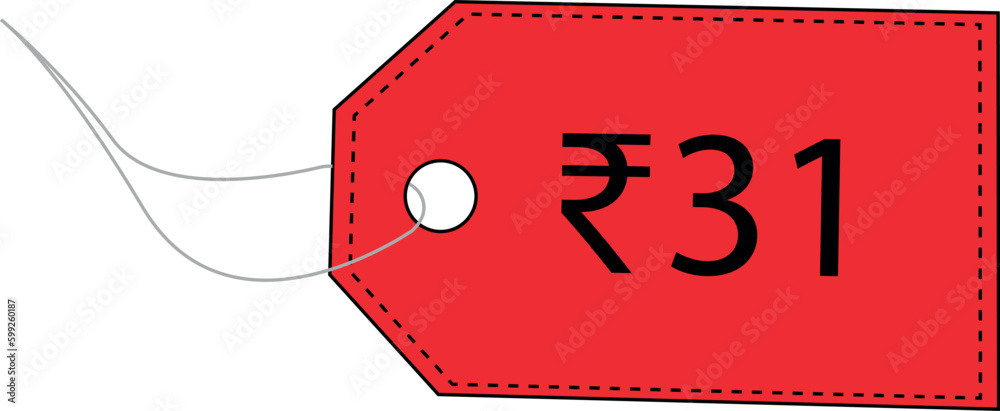 Thirty one rupees. 31 rupees. Indian rupees. Label price tag design ...
