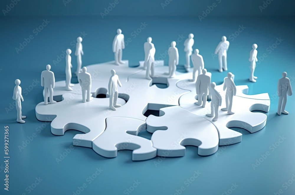 Stick Figures Working Together To Put Puzzle Pieces Together 001 ...