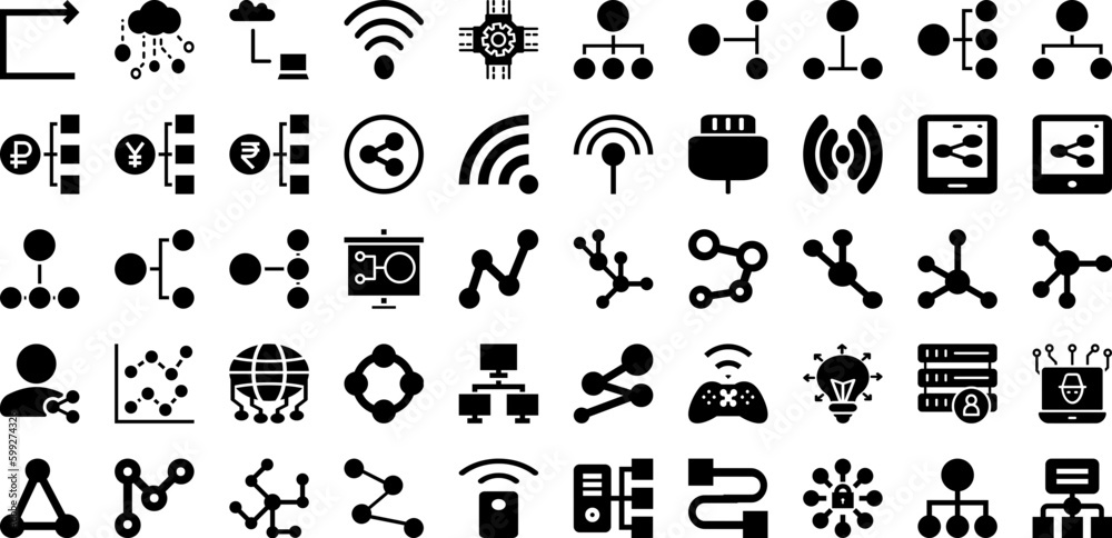 Connect Icon Set Isolated Silhouette Solid Icons With Icon, Vector ...