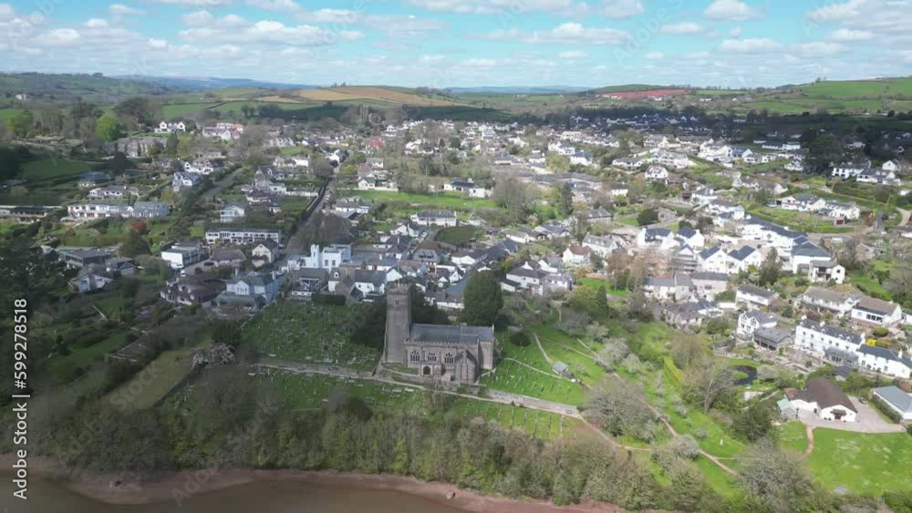 Vidéo Stock Stoke Gabriel, South Devon, England: DRONE AERIAL VIEWS ...