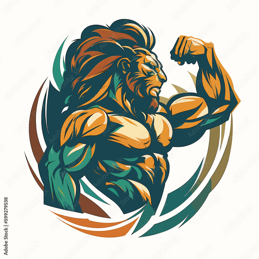 The figure of the muscular lion as a symbol of the athletic man. Sports ...