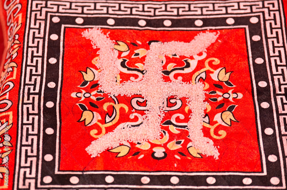 Hindu Wedding Rice Swastik Symbol As Symbol Of Sun. Hindu Symbol. Hindu ...