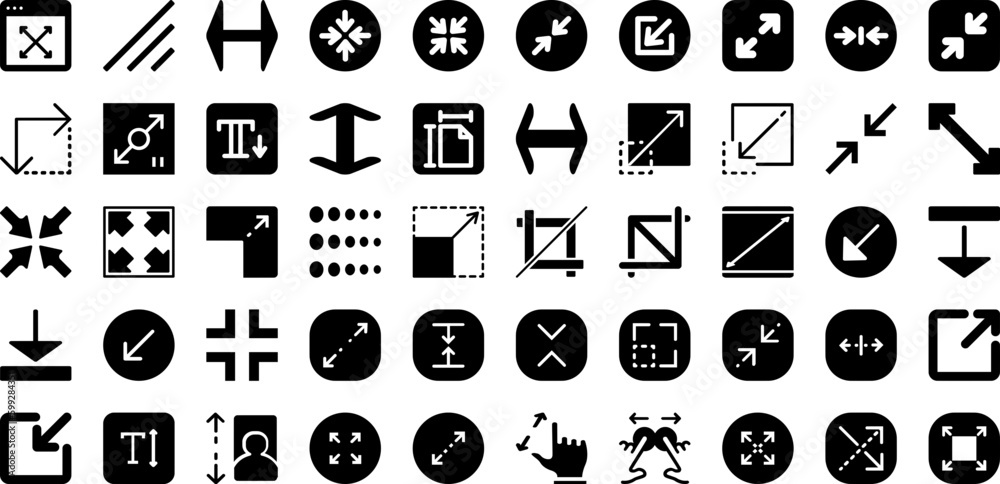 Resize Icon Set Isolated Silhouette Solid Icons With Scale, Resize ...