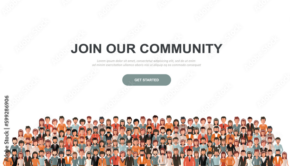 Join our community. Crowd of united people as a business or creative ...