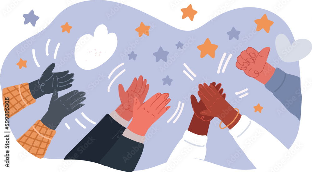 Cartoon Illustration of Human hands clapping. People crowd applaud to ... Cartoon Illustration of Human hands clapping. People crowd applaud to ...