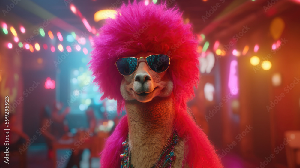 Hilariously happy disco party Alpaca on the dance floor showing off his ...