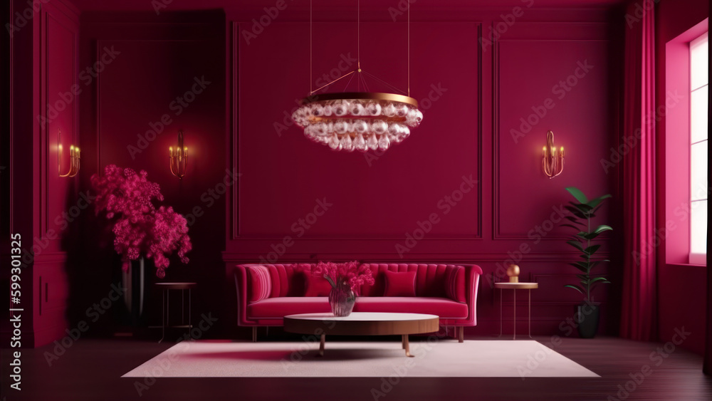 Viva magenta trend color year 2023 in the rich luxury interior ...