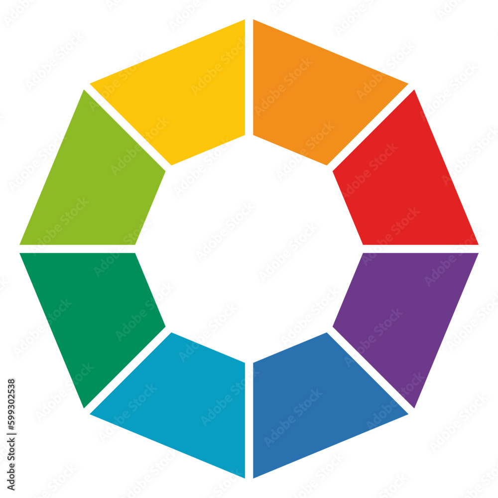 Octagon chart with 8 steps colorful diagram vector illustration. Stock ...