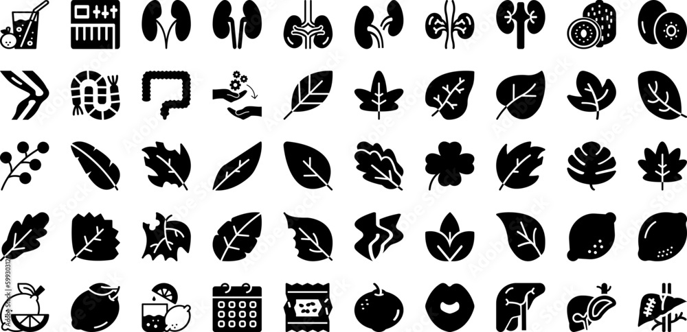 Organ Icon Set Isolated Silhouette Solid Icons With Symbol, Icon ...