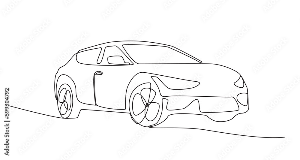 Electric car continuous line drawing vector illustration. One line art ...