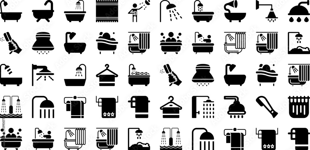 Show Icon Set Isolated Silhouette Solid Icons With Icon, Show, Design ...