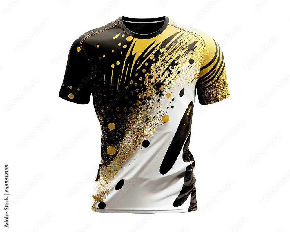 Mock up jersey with gold and black splash pattern and chest shape ...