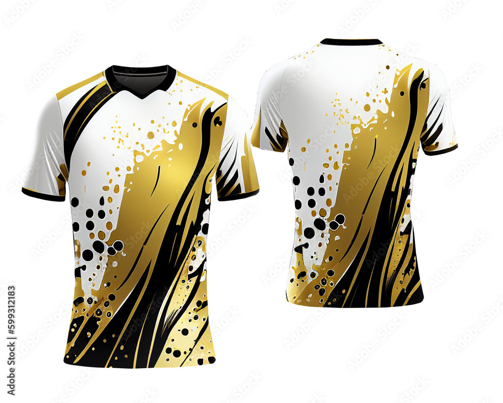 ภาพประกอบสต็อก Mock up jersey with gold and black splash pattern and ...