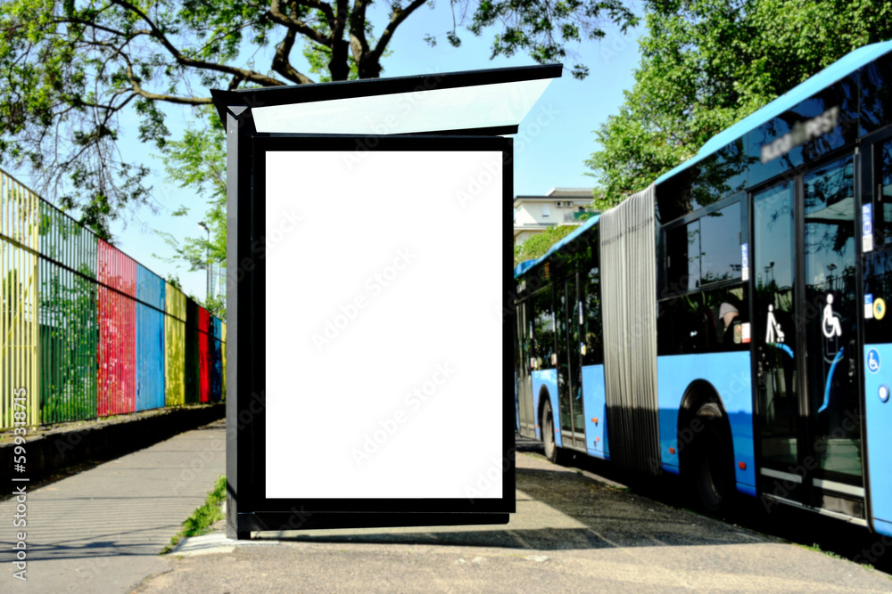 Foto de bus shelter. blank ad and poster sign panel. billboard display ...