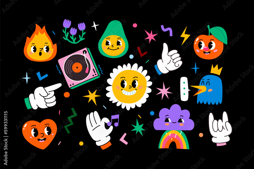 Abstract funny cute characters and elements from comics. A large set of ...
