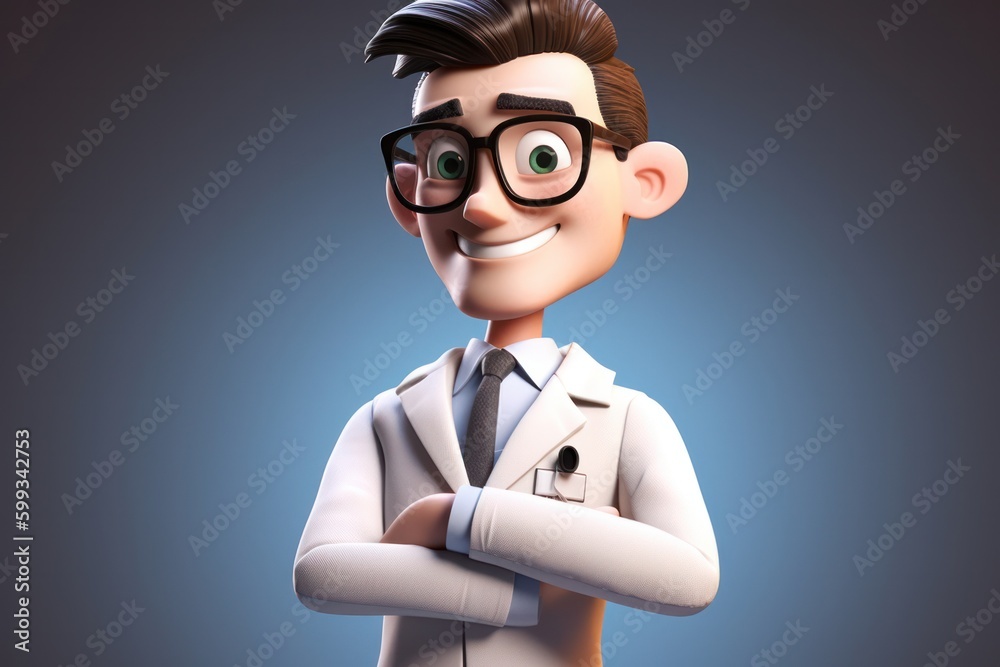 3D Cartoon Doctor Character with Friendly Gesture and Professional ...