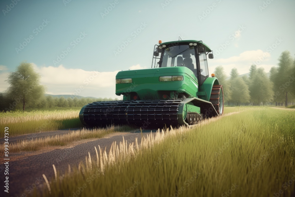corn combine harvester tractor with AI robot automatic control help to ...