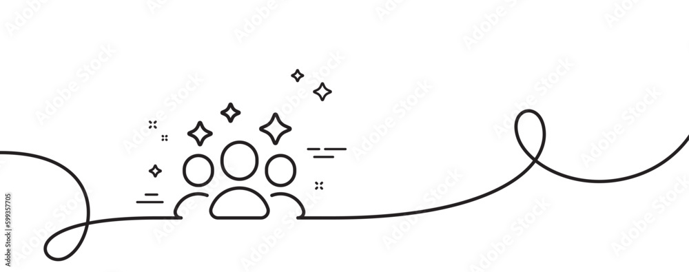 Squad line icon. Continuous one line with curl. Team work sign ...