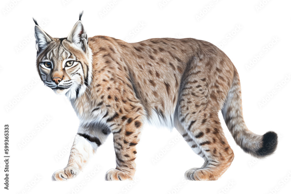 an isolated Bobcat (Lynx rufus), in motion, preservation, elusive ...